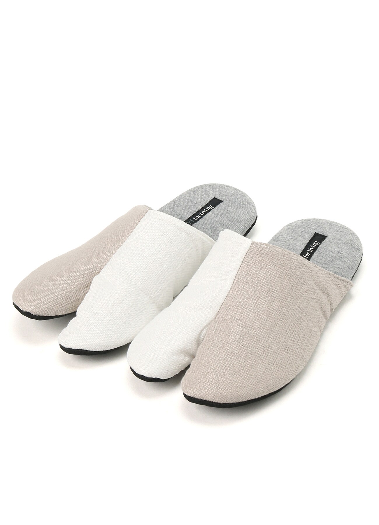 FRENCH LINEN DOBBY CLOTH TABI SLIPPERS (L)(L Beige x White): Y's for ...